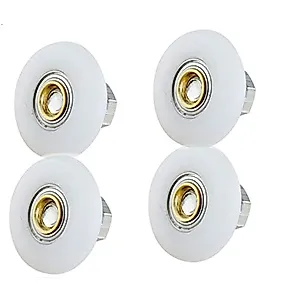 Bioristar Shower Door Rollers Replacement 3/4 Bathroom Pan Glass Sliding Door Pulleys Sliding Door Rollers Replacement Shower Door Hardware Installation Kit 4PCS 19mm