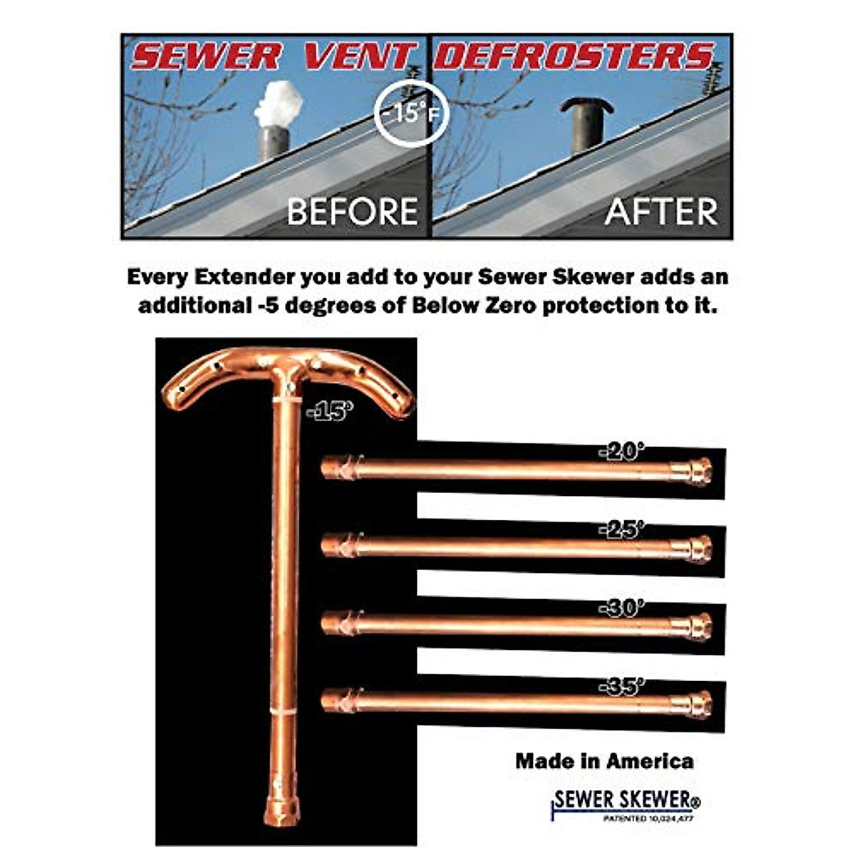 Sewer Skewer 17 in. L Copper Sewer Vent Defroster Extender