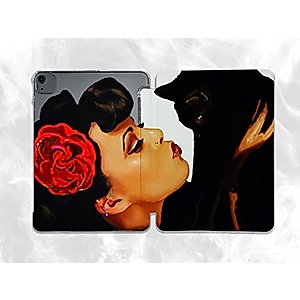 Cute Painted Girl Black Cat case Compatible with iPad Mini Air Pro 7.9 8.3 9.7 10.2 10.9 11 12.9 inch Pattern Cover New 2022 2021 Trifold Stand 3 4 5 6 7 8 9 Generation 588 (10.9" Air 4)