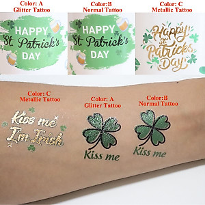 CLOOOUDS 4 Sheets St. Patrick’s Day Temporary Tattoo Stickers,Tattoo Stickers For Kids, Adults, St Patrick Day, Party