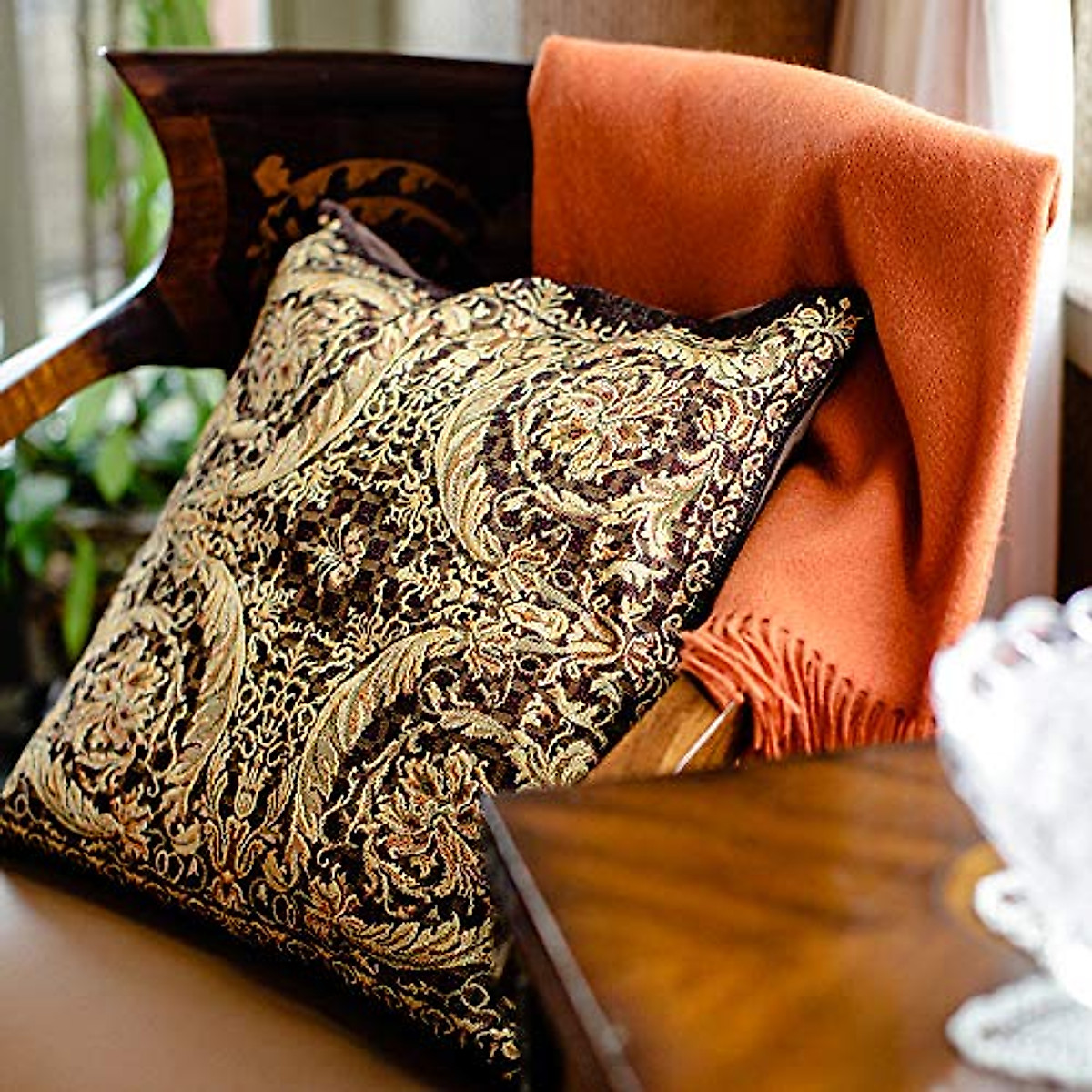 Books.And.More Orange Wool Throw Blanket with Fringe, Soft Throw Blankets 80% Wool, 20% Cashmere, Size: 50x70'' (127x178 cm)