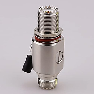Whisary UHF Lightning Arrestor PL-259 Lightning Surge Protector UHF Female to Female Bulkhead for HAM Radio Gear，CB Ham Two-Way Base Stations