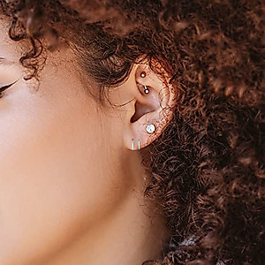 Faux Double Piercing Earrings for One Hole, 925 Sterling Silver Small Thin Huggie Hoop Earrings for Women, 8mm Dainty Mini Hypoallergenic Half Hoop Earrings as Everyday Jewelry Gifts from Sereney