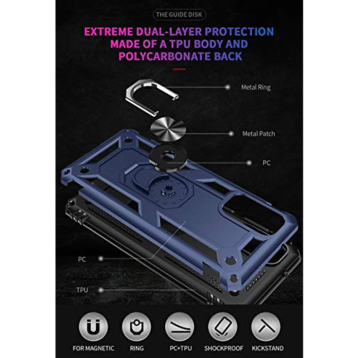 ADDIT S20 fe Case,S20 fe 5G Case, [Military Grade ] 15ft. Drop Tested Protective Case with Magnetic Car Mount Ring Holder Stand Cover for Samsung Galaxy S20 fe/S20 fe 5G - Blue