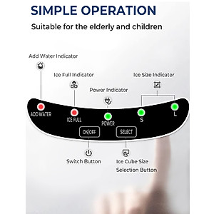 SIMOE Electric Ice Maker Machine for Countertop, 26-1/2 LBS/24 H Ice Making Machine with 9 Ice Cubes Ready in 6 Min, Portable Ice Cube Machine with Scope & Basket (Red)