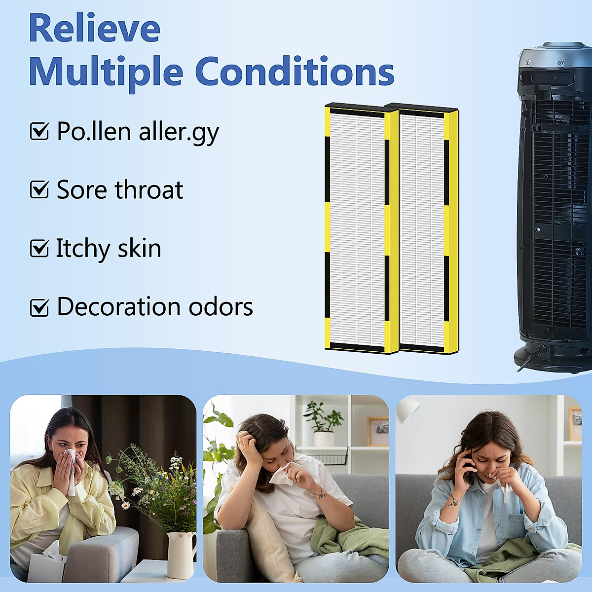 FLT4825 HEPA Filter B Replacement for Guar.dian Air Purifier AC4825 AC4300 AC4800 AC4900 AC4850, 4 HEPA Filter and 6 Pre-Filter