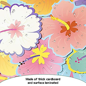 BeYumi 45 Pcs Summer Luau Hibiscus Flower Cutouts Bulletin Board Decorations Set Creative Wall Decals Art Décor for Classroom School Spring Summer Tropical Hawaiian Themed Birthday Party Baby Shower