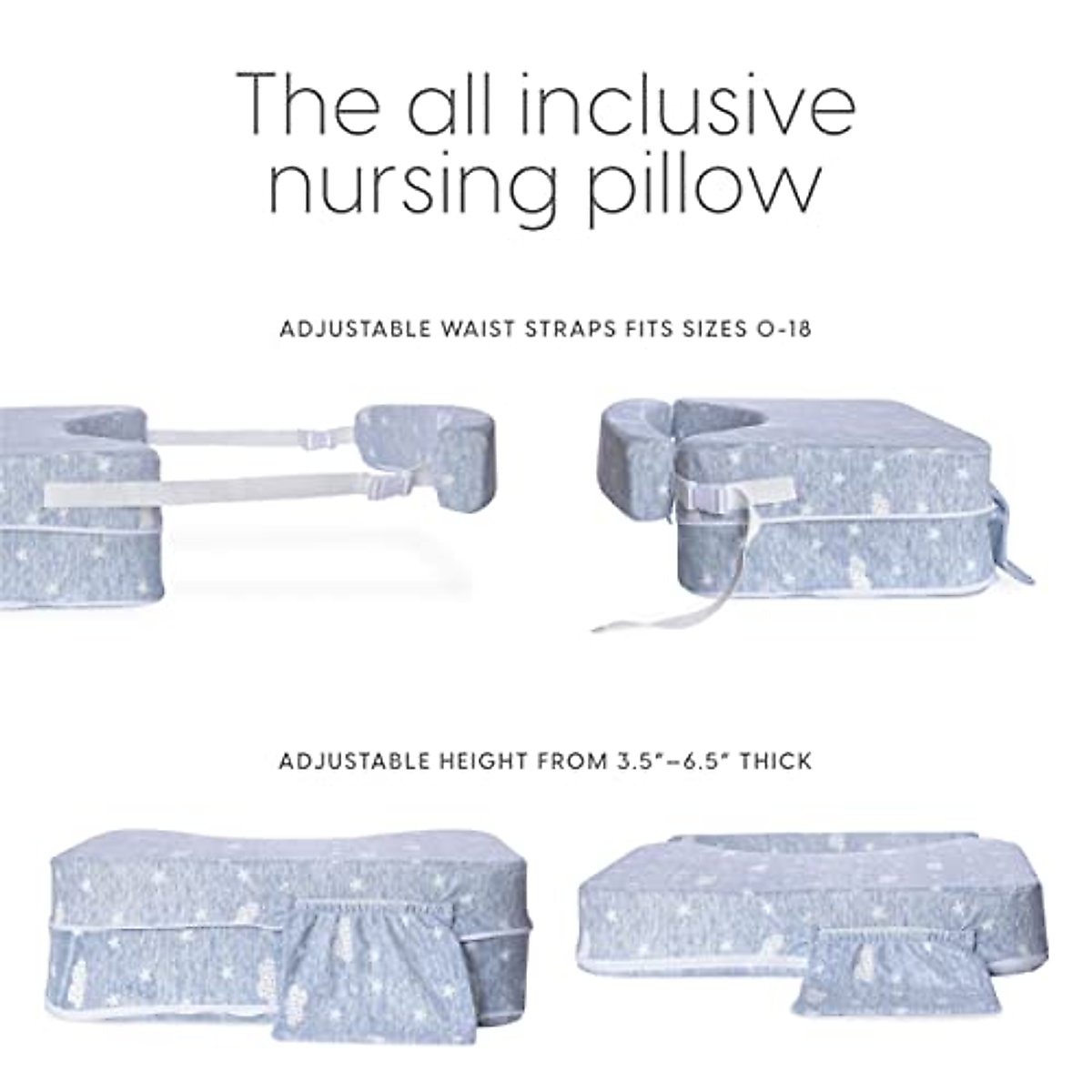 Milliard Premium Nursing Pillow for Breastfeeding, Memory Foam and Machine Washable with Unique Height Adjustable Feature for Best Comfort
