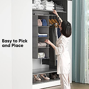 JONZIN 2 Pack Hanging Closet Organizer and Storage 4-Shelf, Hanging Shelves for Closet, Collapsible Wardrobe Hanging Shelves Organizer for Bedroom or Garment Rack, 11.81" x 11.81" x 27.95"