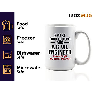 Flairy Land Civil Engineer Coffee Mug 15oz White -Smart Civil Engineer - Architect Bridge Engineer Builder Draftsman Interior Design Contractor