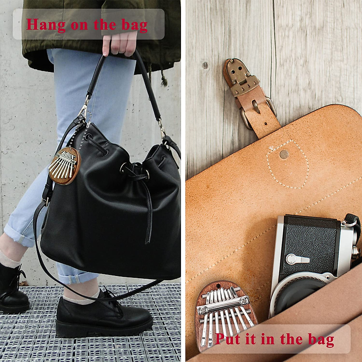 Mini Kalimba 8 Keys Thumb Portable Piano Portable Marimba Musical Thumb Piano with Lanyard, Valentines Gift for Kids Adults Beginners(Mini Kalimba)