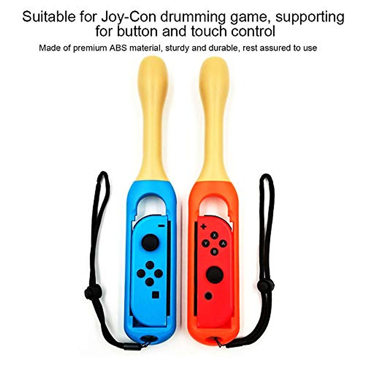 Raguso Game Drumsticks, Game Drum Stick Simple Design Lightweight Long Service Life Compact Size for Joy-Con Drumming Game for Switch Action Accessory Kit
