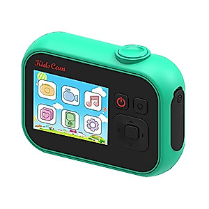 Boddenly Mini Cartoon Children's Camera,Rechargeable Electronic Camera,2 Inch IPS Display,Insertable 32G SD Card (Green, One Size)