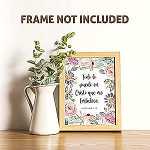 Filipenses 4:13 Wall Art En Espanol - Todo Lo Puedo En Cristo Que Me Fortalece - Floral Christian Decor In Spanish - 8x10 - Unframed