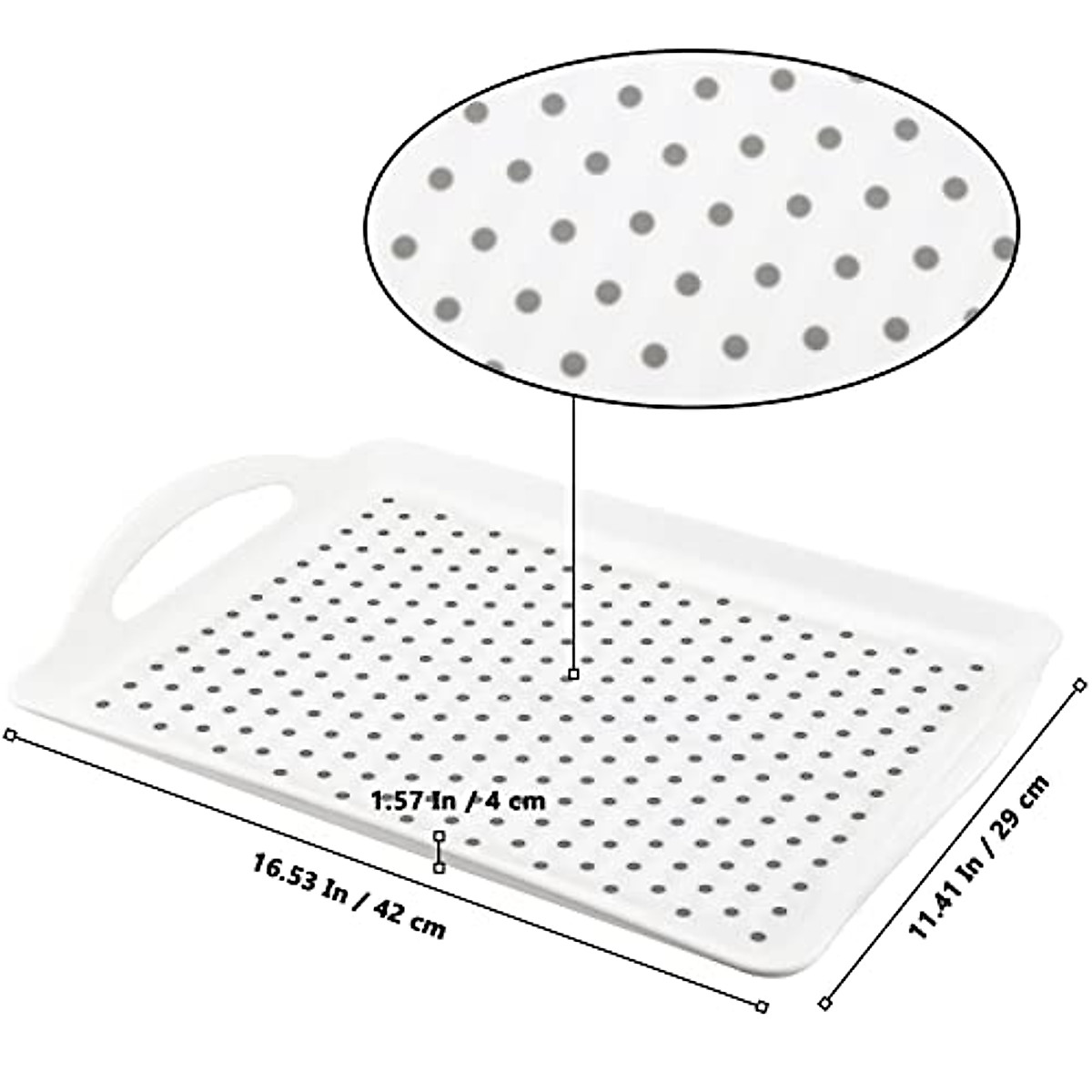 MUKLEI 4 Pcs Rectangle Anti-Slip Food Serving Tray with Handles, Plastic Food Serving Tray Drink Tray for Appetizer, Fruit, Dessert, Party, Breakfast