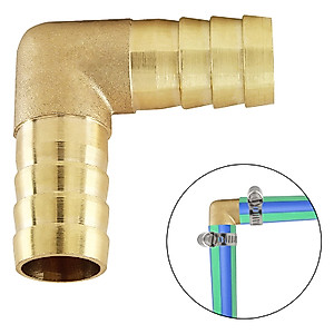Zorfeter 2 Pack Brass Hose Barb Fitting 5/8" 16mm Hose ID/Hose Barb 90 Degree L Right Angle Elbow Barbed Brass Fitting