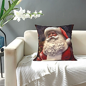 VTCTOASY Santa Claus Print Throw Pillow Covers Fashion Throw Pillow Case Soft Couch Pillows Decorative Square Pillow Covers for Sofa Living Room 20"x20"