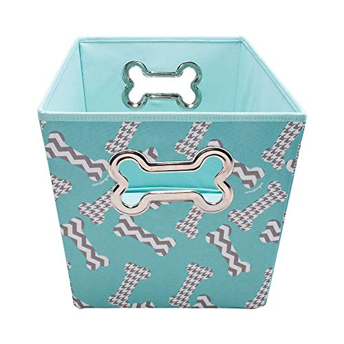 Paw Prints 38075 Bones Design Fabric Pet Toy Bin, 14.5" L x 10" W x 10" H