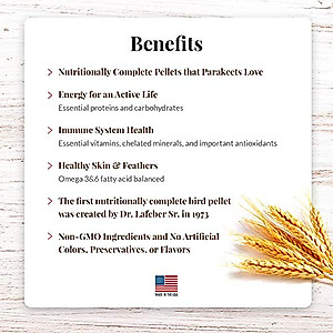 LAFEBER'S Premium Daily Diet Pellets Pet Bird Food, Made with Non-GMO and Human-Grade Ingredients, for Parakeets (Budgies), 5 lb