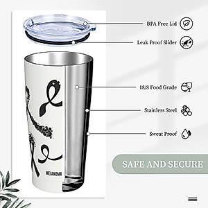 Uniwneds May Is Melanoma Awareness Month Mugs Stainless Steel Tumbler With Lid And Straw 20 Oz Insulated Travel Coffee Mugs Cap Bottle Gifts For Women Men