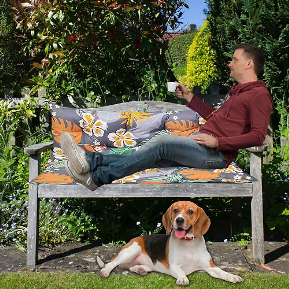 Porch Swing Cushions Outdoor 60 inch Swing Cushion Replacement Outdoor Waterproof Thicken 4" Patio Swing Cushion with Ties for Garden Patio Porch Furniture Swing Outdoor Bench Cushions, 60x 40 inch