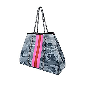 Trymall Beach Bags, Large Capacity Handbag Camo Waterproof Women Casual Fashion Tote (White Red)