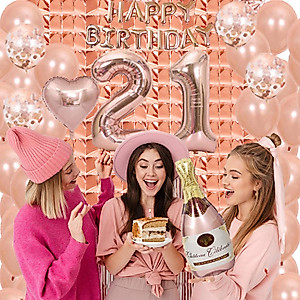 2 Packs 3.3x6.6 Feet Foil Fringe Curtains, UNIIDECO Metallic Rose Gold Birthday Square Sequin Tinsel Photobooth Photo Backdrop, Bridal Wedding Engagement Bachelorette Party Decorations Streamers