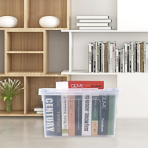 Drephia 4 Pack 22 L Clear Plastic Storage Box with Wheels, Latch Storage Bin with Lid