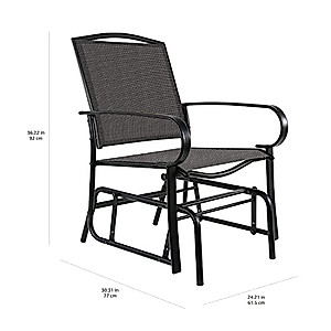 Amazon Basics Outdoor Patio Textilene Glider Chair - Set of 2, Black, 30.3"D x 24.21"W x 36.2"H