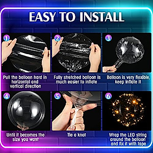 45 Pack LED Bobo Balloons 20 Inches Light up Balloons Clear Helium Bubble Bobo Glow Balloons with String Lights for Parties Valentines's Day Birthday Wedding Decoration