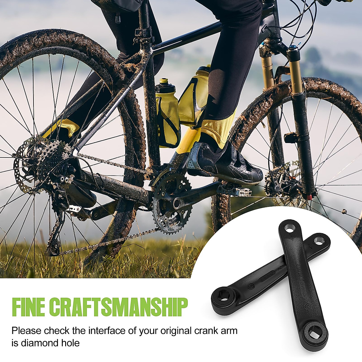 BAFANG Crank Arm 170mm Electric Bicycle Diamond Hole Crank Mid Motor Cranks Essential Parts Mid Motor Accessory BBS01 BBS02 BBSHD Electric Bikes Part E Bike Crank Leg