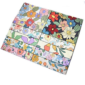 Hanjunzhao 10pcs Fat Quarters Fabric Bundles, Quilting Sewing Precut Cotton Fabric, 18 x 22 inches, Floral Print