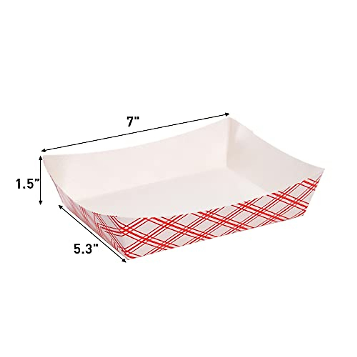 Fasmov 200 Pack 2 lb Capacity Disposable Paper Food Tray, Grease Resistant, Coated Paperboard Basket for Fries, Hot Corn Dogs, Popcorn or Snacks