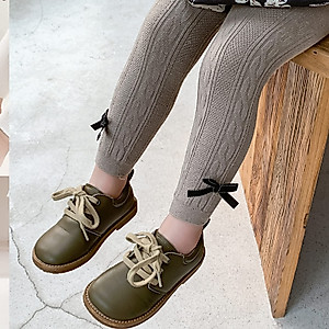 Baby Toddler Girls Cable knit Tights with Bows Cute Cotton Footless Leggings Pants Stocking Panties 2-48Years Kids