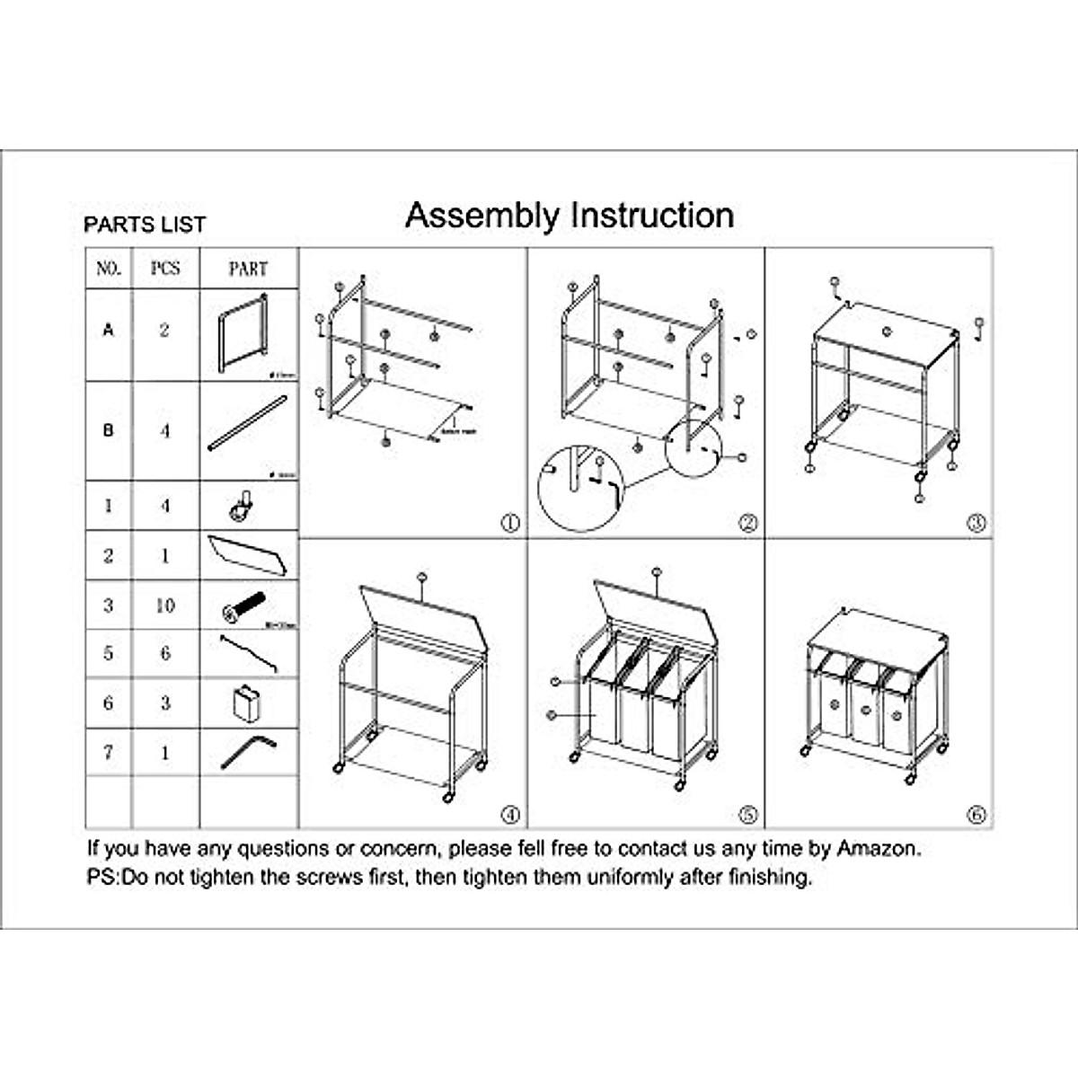 JINAMART 3 Section Laundry Sorter with Ironing board, Rolling Laundry Hamper cart, Removable Bag Sorter Basket with 4 side pockets, Laundry Organization Bins for Bedroom & Bathroom (Black)
