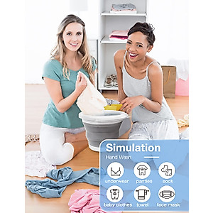 Portable Washing Machine, Mini Washing Machine with Foldable Laundry Bucket,Portable Turbo Washer by for Socks Underwear Bra, Travel Business Trip or College Rooms