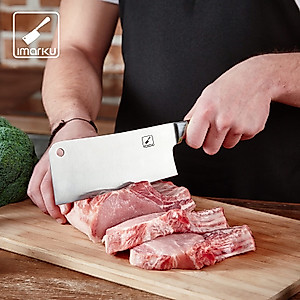 imarku 7 Inch Meat Cleaver & 16-Piece Kitchen Knife Set with Block