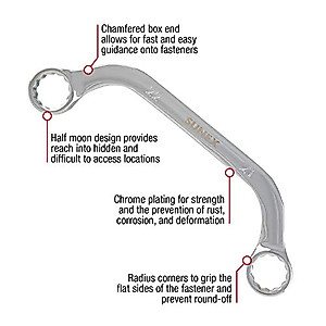 Sunex 9935M Metric Half Moon Wrench Set, 5-Piece