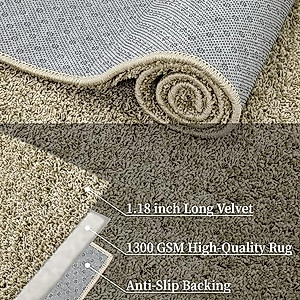 Zacoo 9x12 Area Rug Shag Rug for Living Room, Luxurious Large Shaggy Area Rug Non-Shedding Carpet Rug for Bedroom Shag Plush Rug Thick Aceent Rug Carpets for Home Decor, Taupe, 9' x 12'