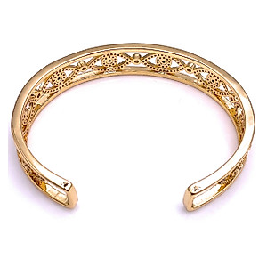 LESLIE BOULES 18K Gold Plated Evil Eye Cuff Bracelet for Women Fashion Jewelry