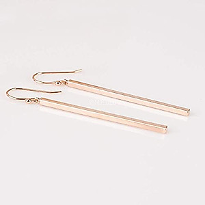 Minimalist Rose Gold Plated Long Vertical Bar Drop Earrings - Hypoallergenic, Versatile Geometric Design Fashion Jewelry for Women by MJLULU