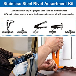 Seept 110pcs Steel Rivets 7-Sizes 304 Stainless Steel Pop Rivets Assortment Kit 1/8",5/32",3/16" Pop Rivets Stainless Steel Blind Rivets kit Rosette Rivets Stainless Steel Rivet