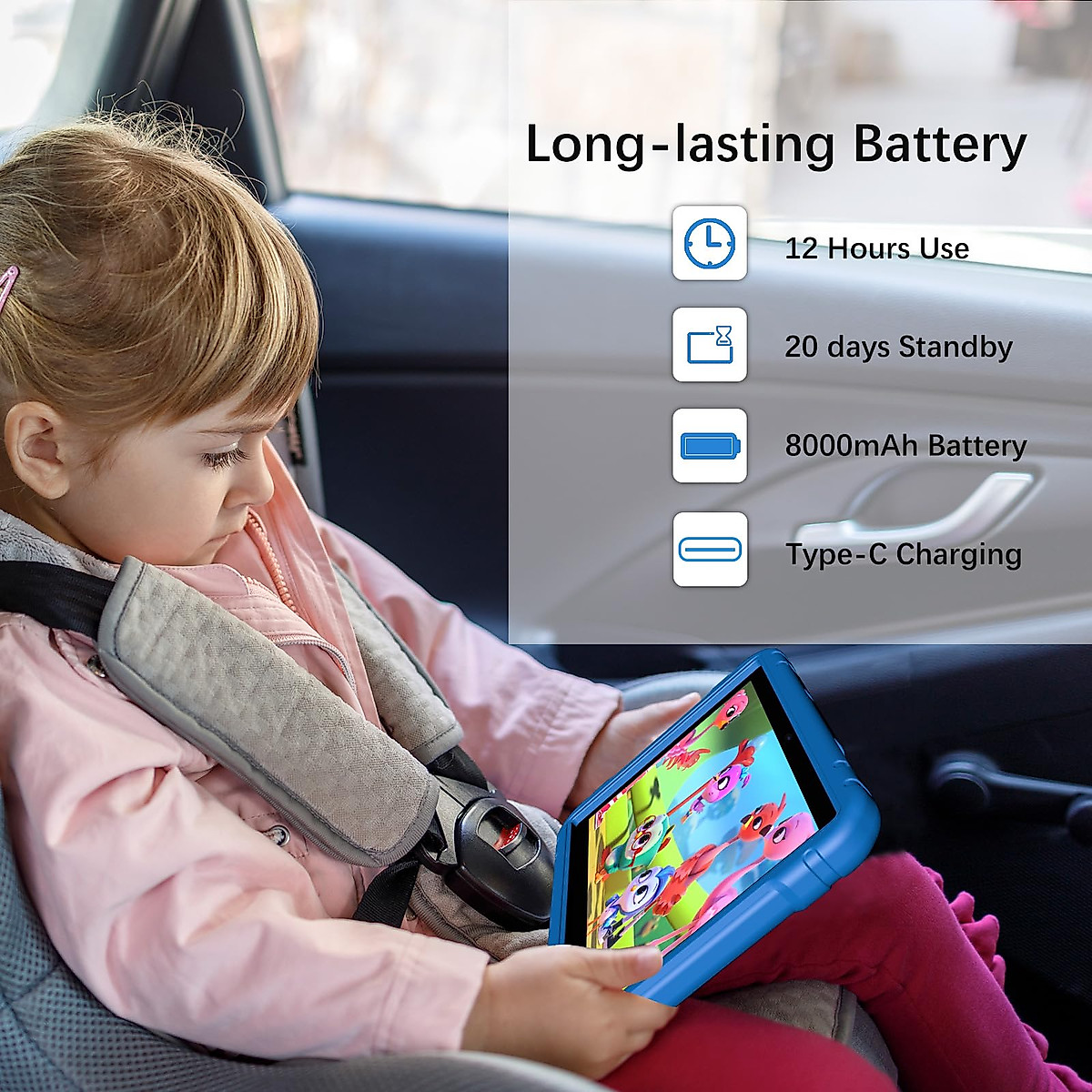 VNEIMQN Tablet for Kids, 10 Inch Kids Tablet, Android 13, 4GB+64GB, 8-core CPU,WiFi, 8000mAh,1280 * 800 HD Display, Cameras, Parental Control, Ages 3-12