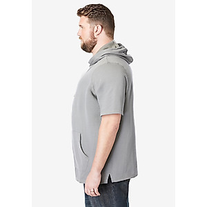 Liberty Blues by KingSize Men's Big & Tall Short-Sleeve Hoodie - 6XL, Shale Grey
