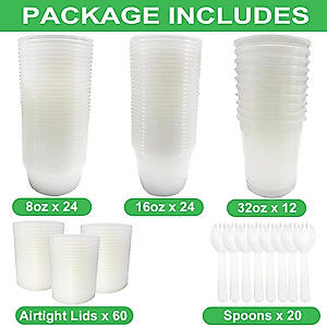 YehTrum Deli Containers with Lids, [80 Set] Plastic Food Storage Containers with Lids 8oz, 6oz, 32oz Freezer Storage Containers BPA Free Leakproof Stackable, Microwave | Dishwasher | Freezer Safe