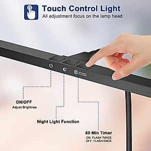 NEWACALOX Desk Lamps for Home Office, LED Desk Lamp with Touch Control and Night Light Function, Architect Task Lamp with 16-inch Long Lamp Head, 3 Modes 10 Brightness Gooseneck Desk Light