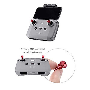 Kimyoaee 1 Pair Remote Controller Stick CNC Aluminum Transmitter Joystick Thumb Rocker Metal Protector for DJI Mavic Air 2 Drone - Black