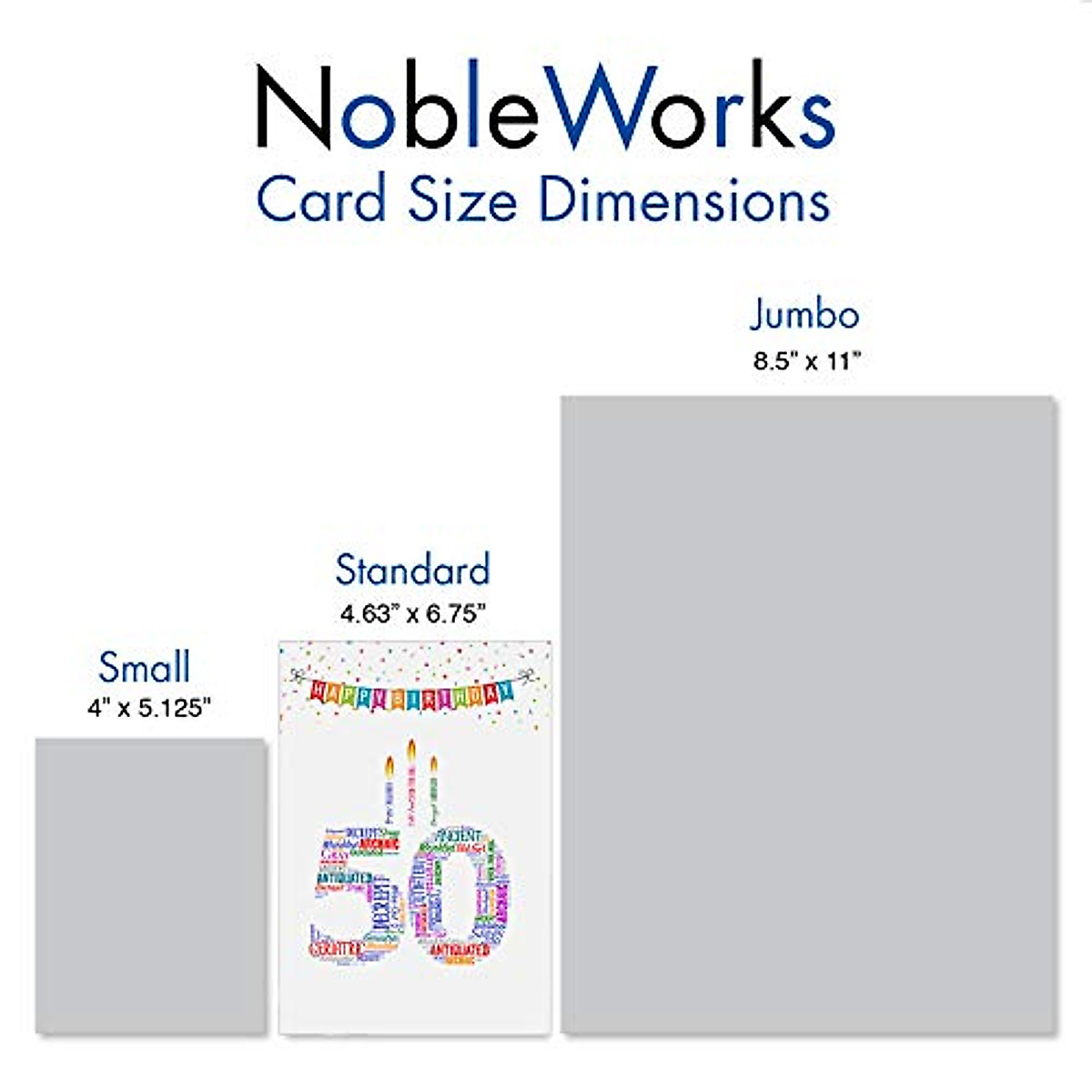 NobleWorks - 50th Funny Card for Birthday - Milestone Bday of 50 Years, Celebrate and Congrats Notecard with Envelope - Word Cloud 50 C3249MBG