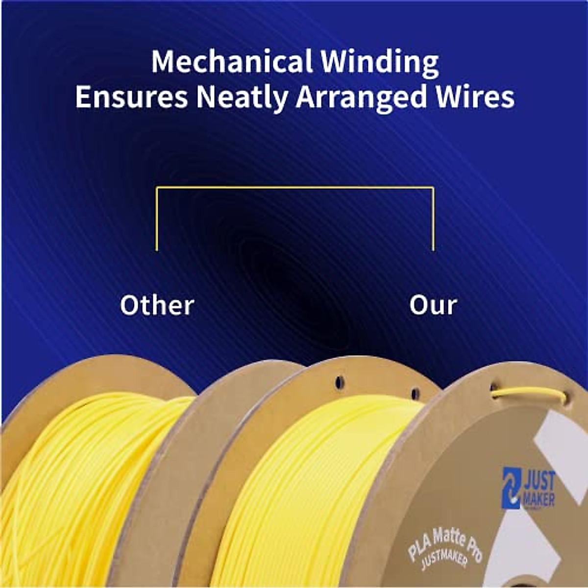 JUSTMAKER PLA Silk 3D Printer Filament, Upgrade Cardboard Spool, Silk Shiny Filament, Dimensional Accuracy +/-0.03mm, 1.75mm, 1kg, Blue