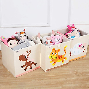 DODYMPS Foldable Animal Toy Storage Bins/Cube/Box/Chest/Organizer for Kids & Nursery, 13 inch (Cute Triceratops)